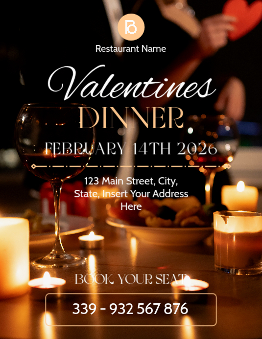 Black Gold Romantic Valentines Dinner Instagram Post – Restaurant Event ...