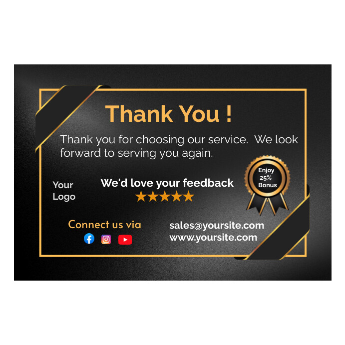 Black Gold White Maximalist Thank You Bonus C Template | PosterMyWall