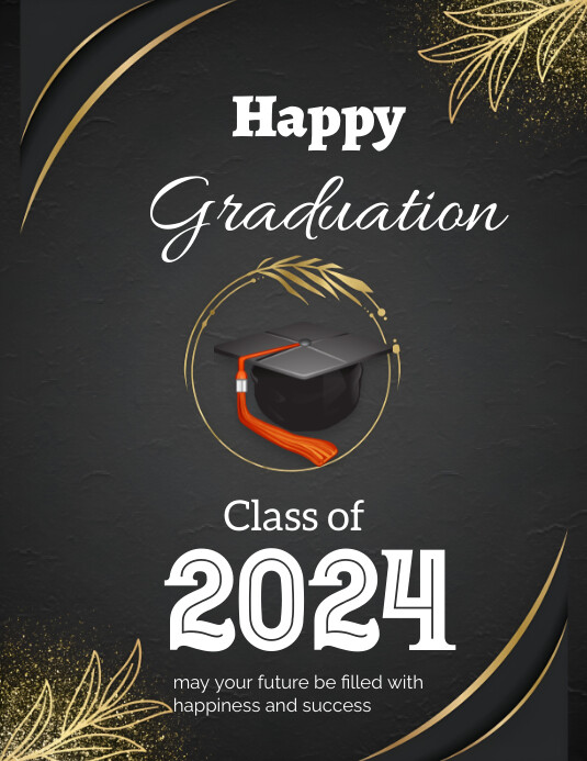 Plantilla de Black golden graduation card | PosterMyWall