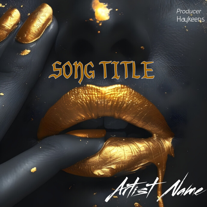 Black Golden Lip Album Cover Template | PosterMyWall