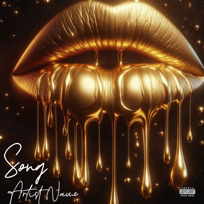 Plantilla de Black Golden Lips Album Cover | PosterMyWall