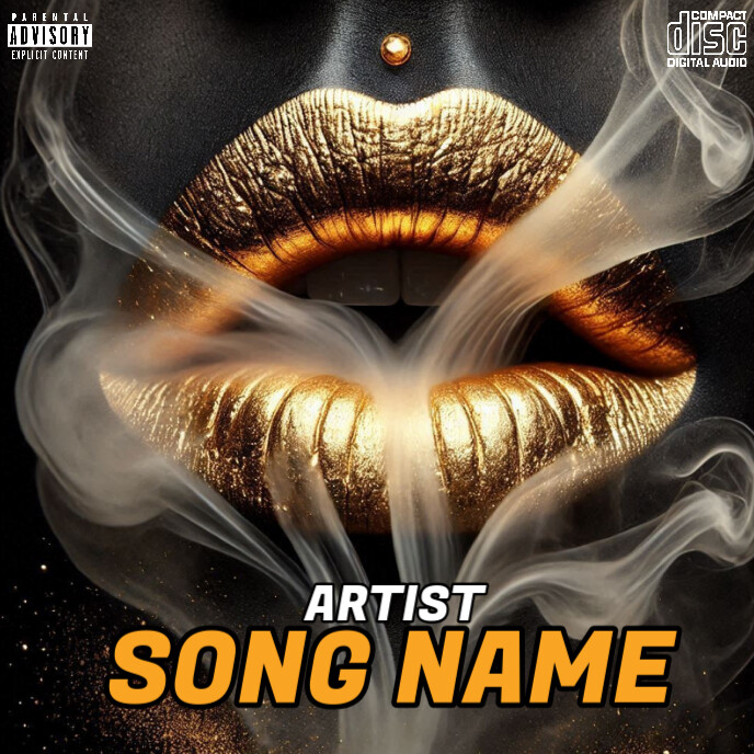 Black Golden Lips Song Mixtape Album Cover Template | PosterMyWall