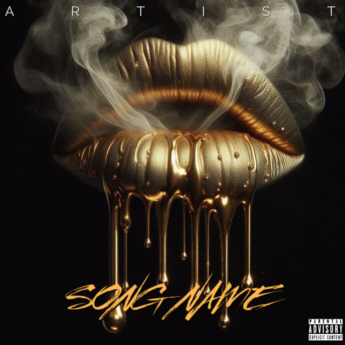 Black Golden Lips Song Mixtape Album Cover Template | PosterMyWall