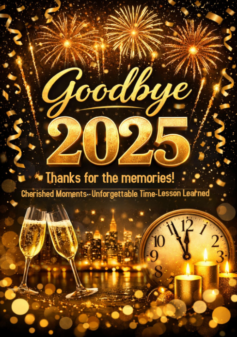 Black Good Bye 2025 A4 Template | PosterMyWall