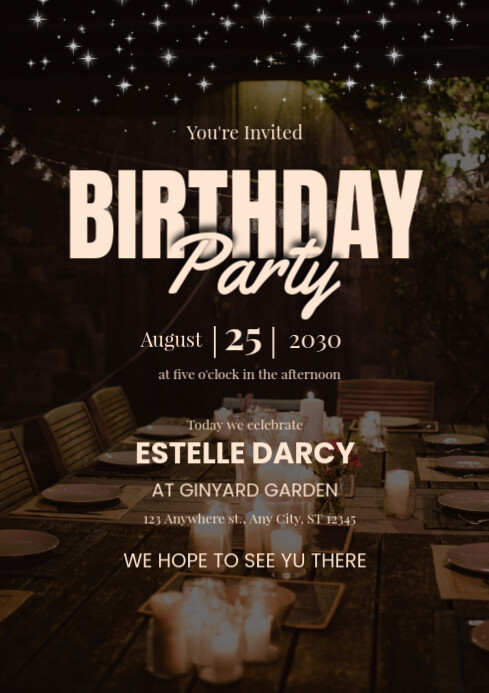 Black Gradien Birthday Party A4 Template | PosterMyWall