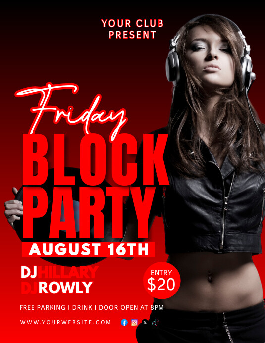 Black Gradien Friday Block Party Pamflet (let Template | PosterMyWall