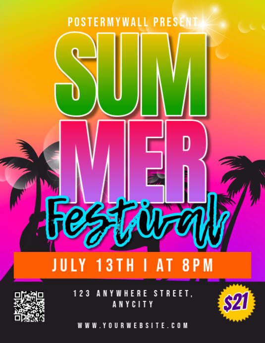 Black Gradien Summer Festival Pamflet (letter As) Template | PosterMyWall