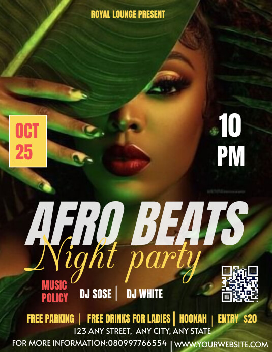 Black Gradient Afro Night Party Design Flyer Templat | PosterMyWall