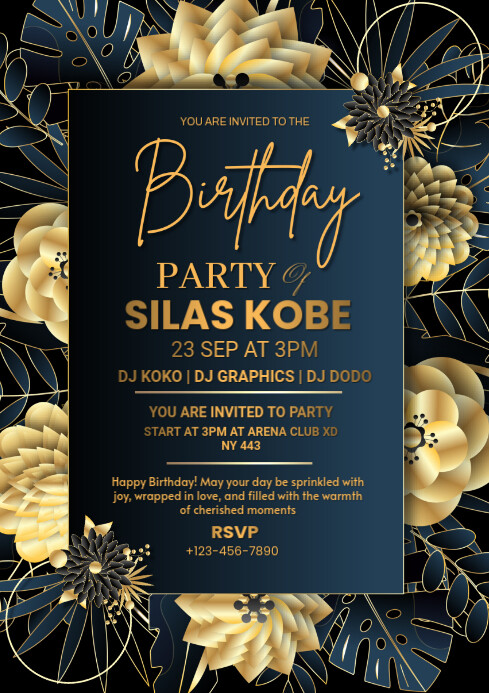 Black Gradient Birthday Party A4 Template | PosterMyWall