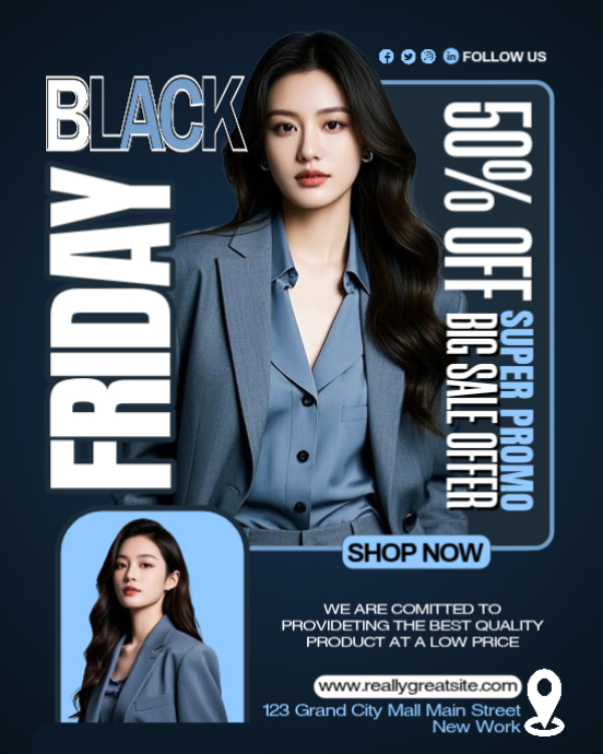 Modèle Black Gradient Black Friday 2025 Instagram Portrait | PosterMyWall