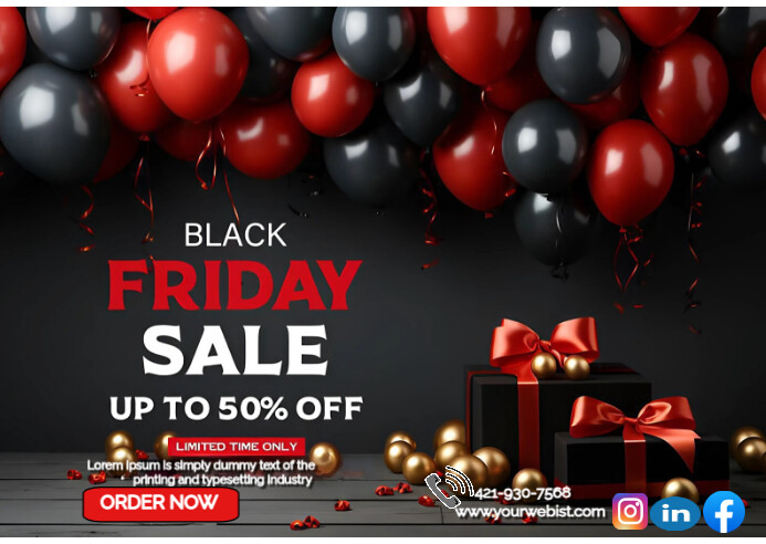 Black Gradient Black Friday Sale Design Template Postcard | PosterMyWall