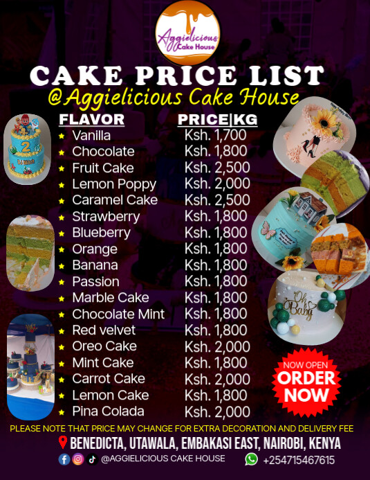 Copy of Black Gradient Cake Price List Flyer (us Lett | PosterMyWall