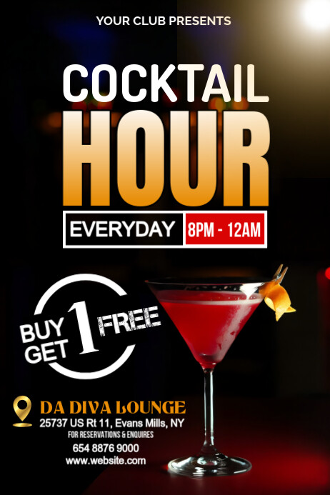 Plantilla de Black Gradient Cocktail Hour Poster | PosterMyWall
