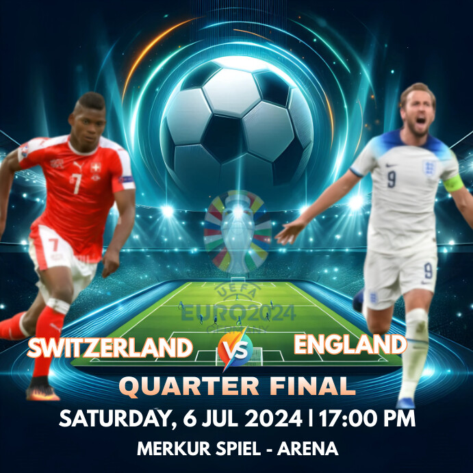 Black Gradient Euro 2024 Quarter Final Switze Template | PosterMyWall