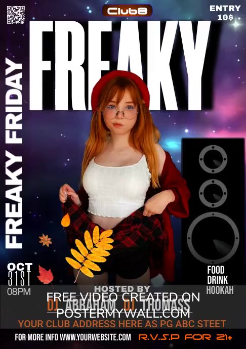 Copy of Black Gradient Freaky Friday Night Party Ads | PosterMyWall