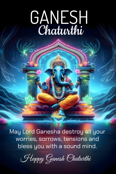 Black Gradient Ganesh Chaturthi Poster Template | PosterMyWall