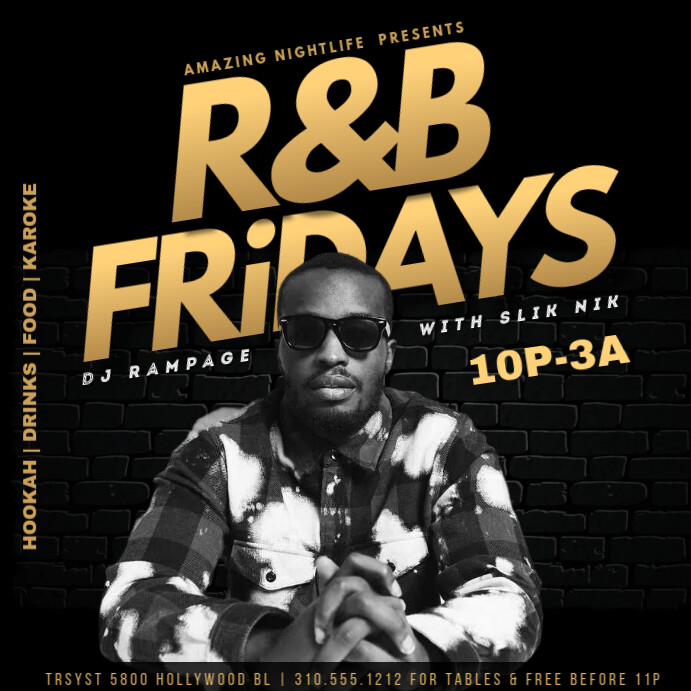 Black Gradient Gold & Black Rnb Club Flyer Dj Template Free Instagram ...