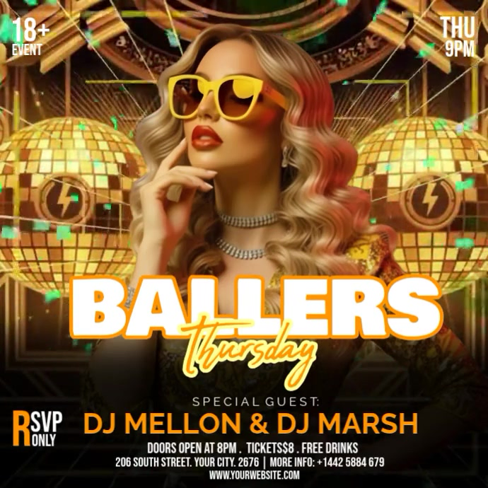 Black Gradient Golden Disco Baller Night Club Event Instagram Post ...