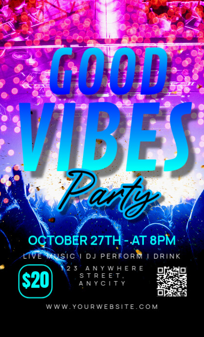 Copy of Black Gradient Good Vibes Party Us Legal | PosterMyWall