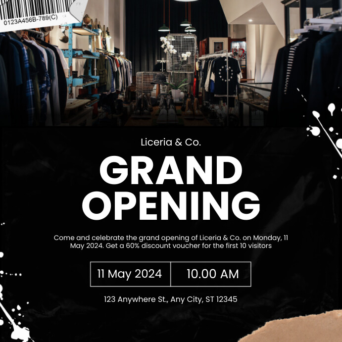 Black Gradient Grand Opening Instagram Post Template | PosterMyWall