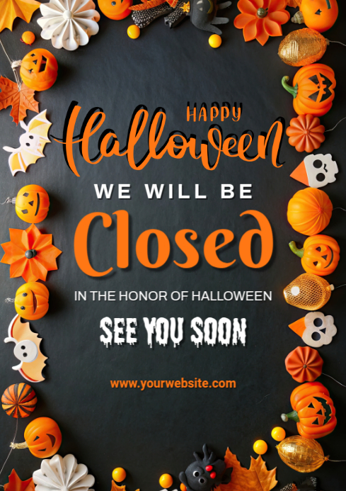 Modèle Black Gradient Halloween Closed Sign A4 | PosterMyWall