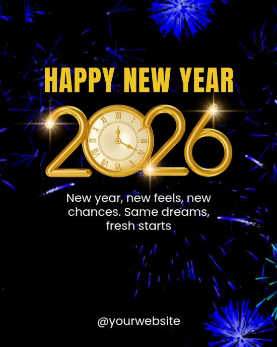 Black Gradient Happy New Year Instagram Portrait Template | PosterMyWall