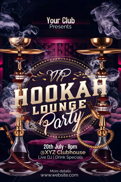 Copy of Black Gradient Hookah Lounge Night Party Post | PosterMyWall