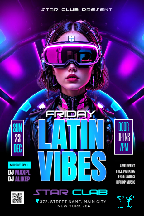 Black Gradient Latin Vibes Flyer Poster Template | PosterMyWall