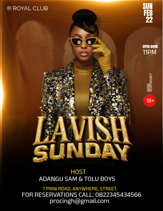 Black Gradient Lavish Sunday Flyer (us Letter) Template | PosterMyWall