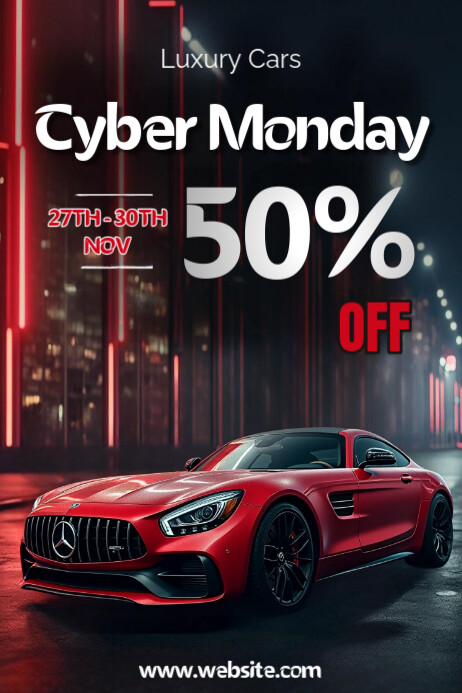 Black Gradient Luxury Cars Cyber Monday 50% Off Automobile Poster ...