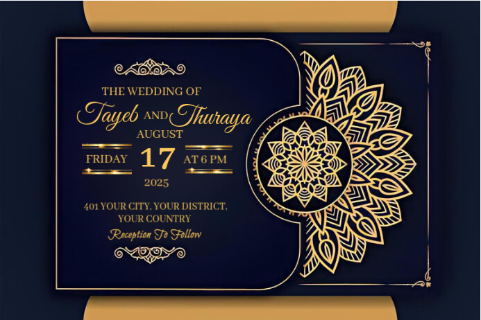 Black Gradient Luxury Ornamental Wedding Iv Card Poster Template ...