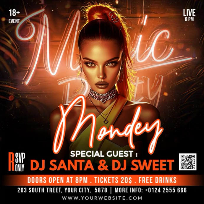 Black Gradient Music Night Party Square Template | PosterMyWall