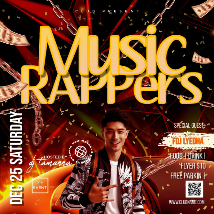 Black Gradient Music Rappers Club Dj Party Flyer Instagram Post ...