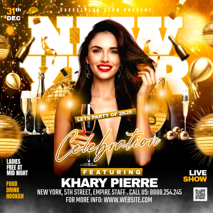 Black Gradient New Year Eve Party Flyer – Luxury Nye Celebration, Club ...