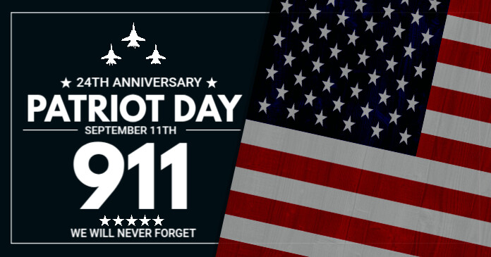 Black Gradient Partriot Day Template Facebook Shared Image | PosterMyWall