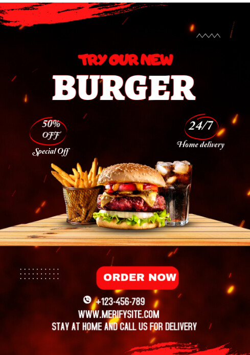 Plantilla de Black Gradient Red And White Food Restaurant Menu Template ...