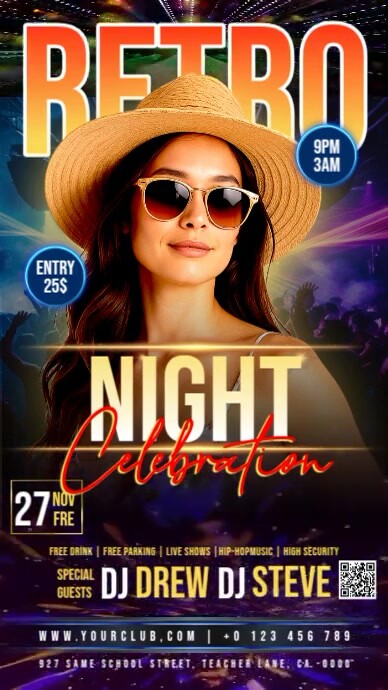 Plantilla de Black Gradient Retro Night Celebration Instagram Story ...