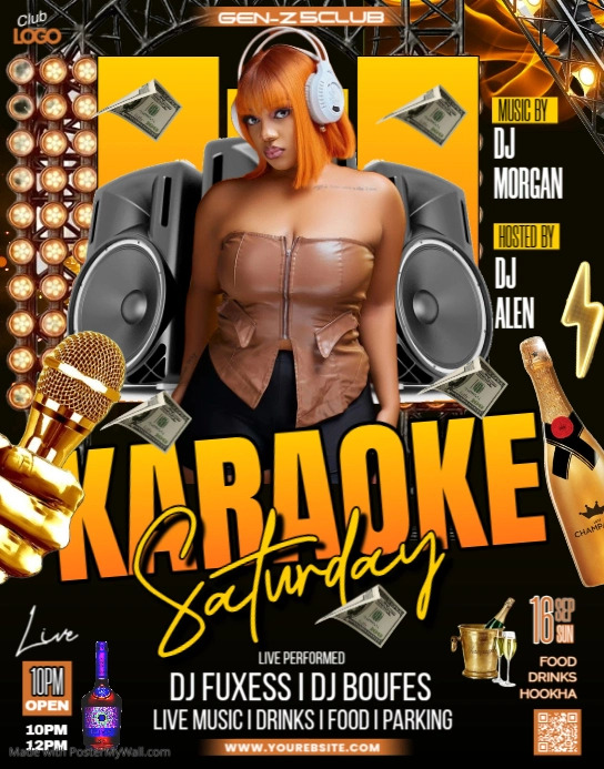 Black Gradient Saturday Karaoke Party Poster/wallboard Template ...