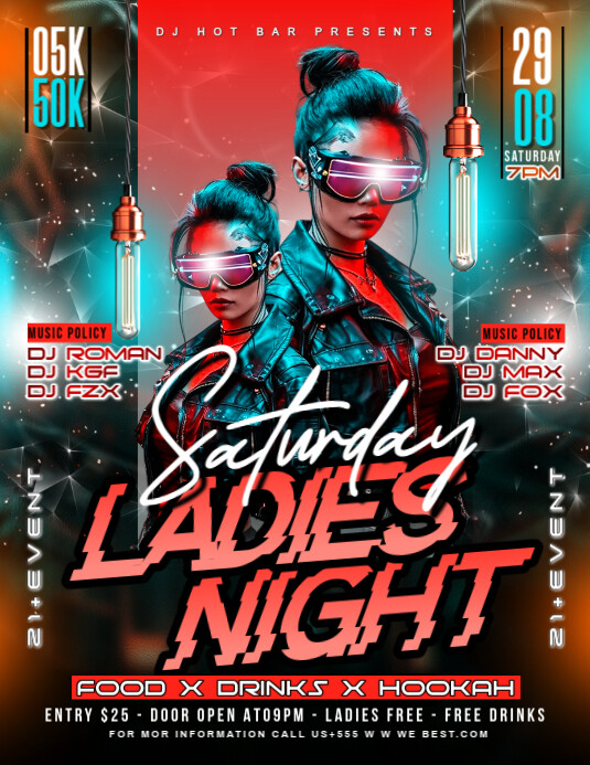 Black Gradient Saturday Ladies Night Party Flyer Flyer (us Letter ...