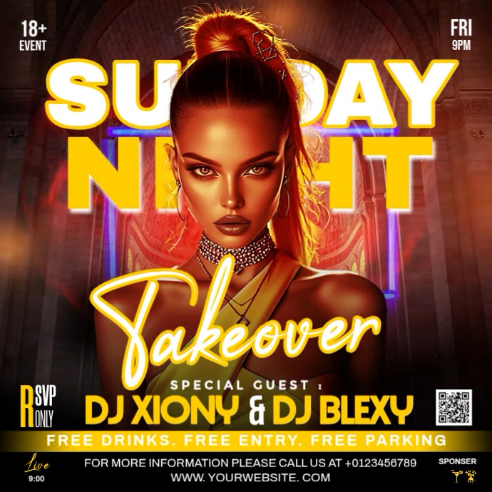 Plantilla de Black Gradient Sunday Night Party Square (1:1) | PosterMyWall