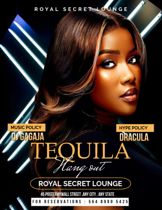 Plantilla de Black Gradient Tequila Hang Out Flyer (us Letter ...