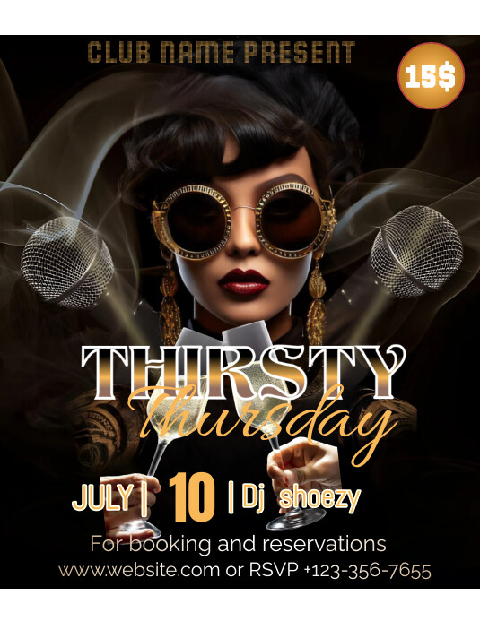 Plantilla de Black Gradient Thirsty Thursday Club Flyer Fl | PosterMyWall