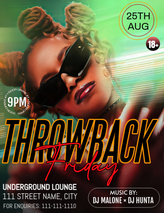 Black Gradient Throwback Night Party Ads Flyer (us Letter) Modelo | PosterMyWall