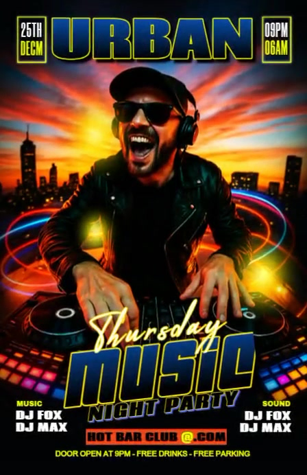 Black Gradient Thursday Urban Music Night Tabloid Template | PosterMyWall