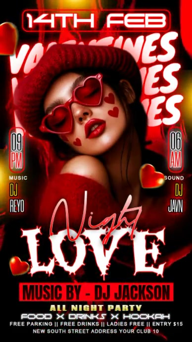 Black Gradient Valentines Day Love Night Club Bar Party Flyer Instagram ...
