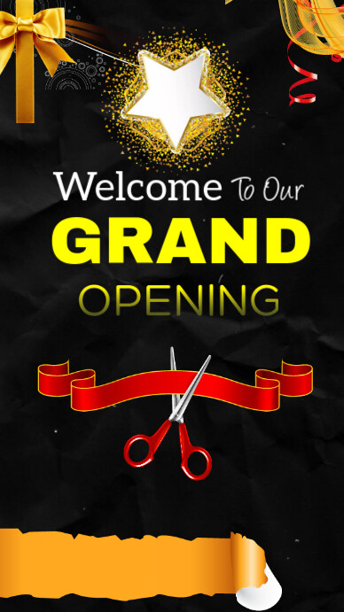 Black Gradient Welcome To Our Grand Opening Digital Display (9:16 ...