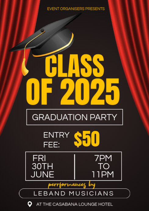 Black Graduation Party Flyer A3 Template | PosterMyWall