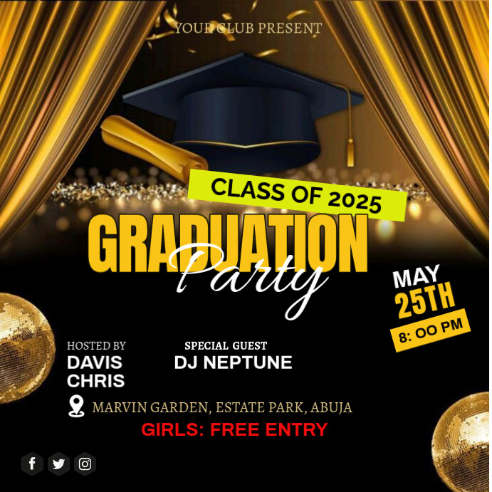 Copy of Black Graduation Party Instagram Post | PosterMyWall