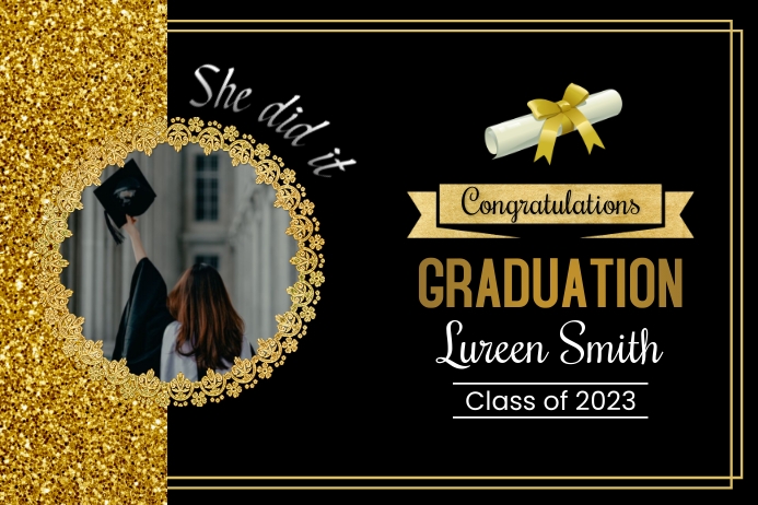 Black Graduation Party Yard Sign Template | PosterMyWall