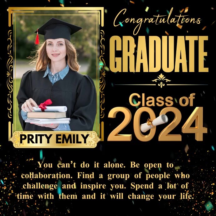 Black Graduation Square (1:1) Template | PosterMyWall